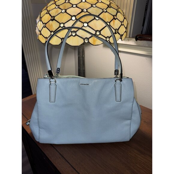 Coach | Bags | Coach Madison Purse Pebbled Leather Sea Mist New Light ...